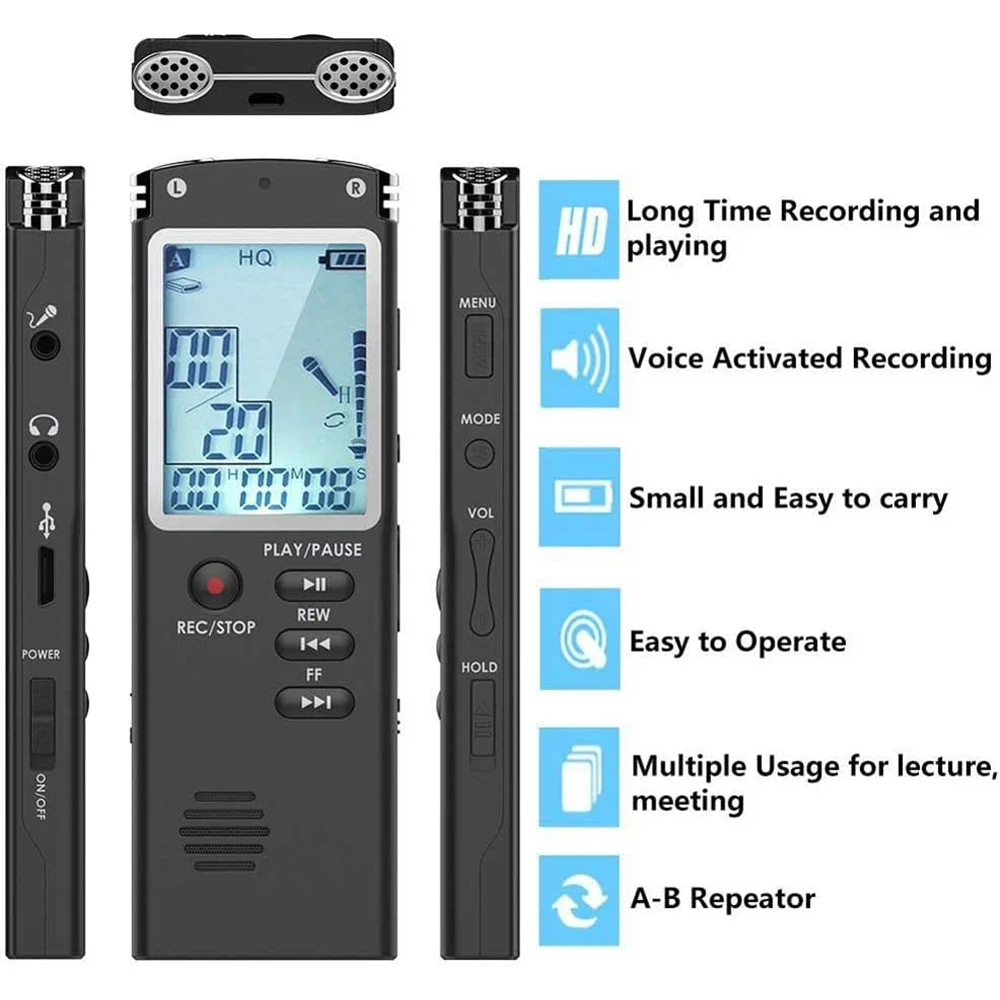 Digital Voice Recorder Voice Activated Recorder With Mp3 Player ...