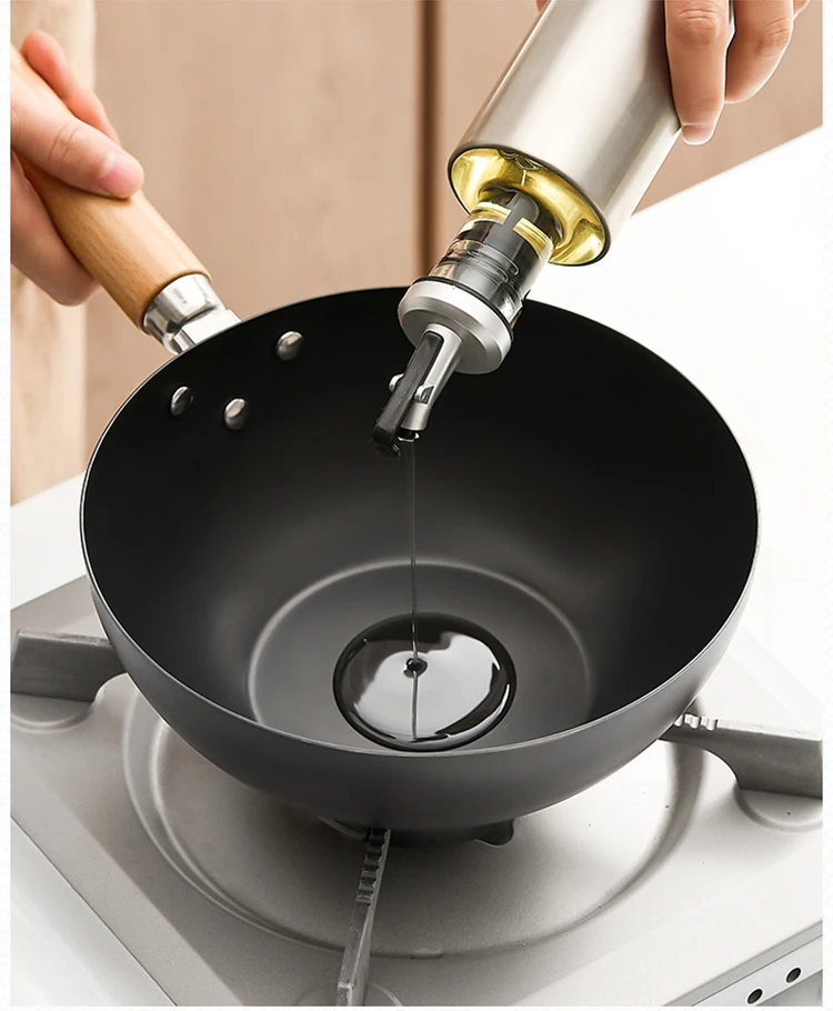 Traditional 20cm Small Iron Wok For One Person,Non-stick Uncoated ...