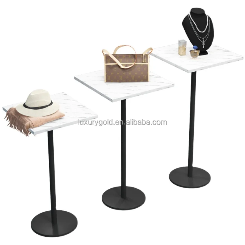 Mall Clothing Store Island Display Table Shiny Gold Portable Round ...