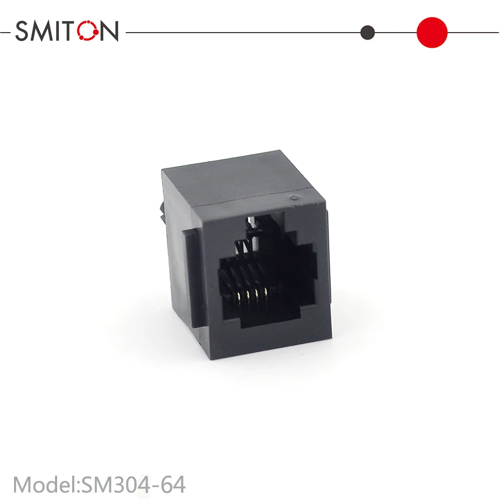 Rj11 Modular Jack Female Connector Rj11 6p4c Connector Black Female Socket Pcb Modular Jack ...