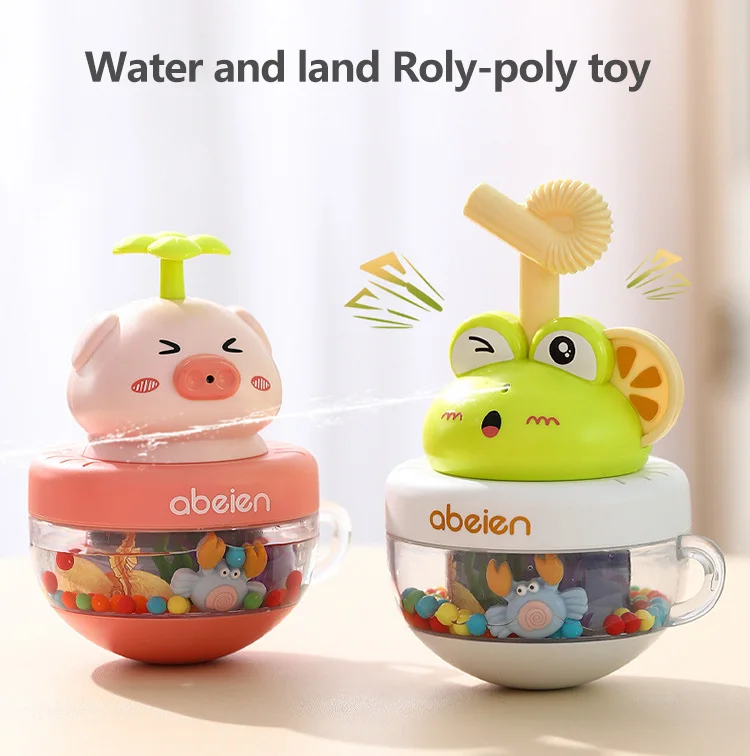 New Design Baby Cartoon Animal Amphibious Pressing Water Bath Roly-poly ...