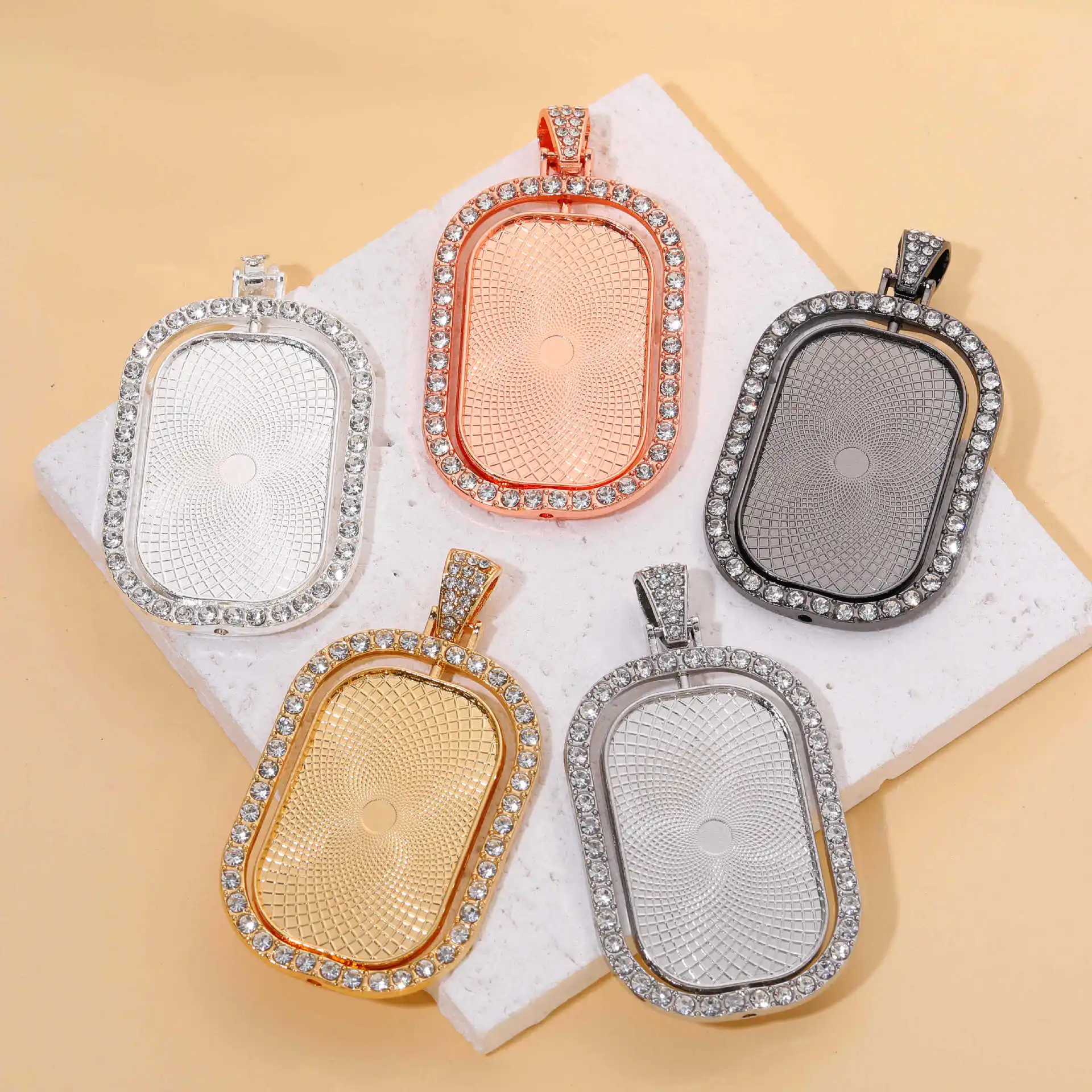Wholesale 23*37mm Zinc Alloy Blank Rectangle Pendant