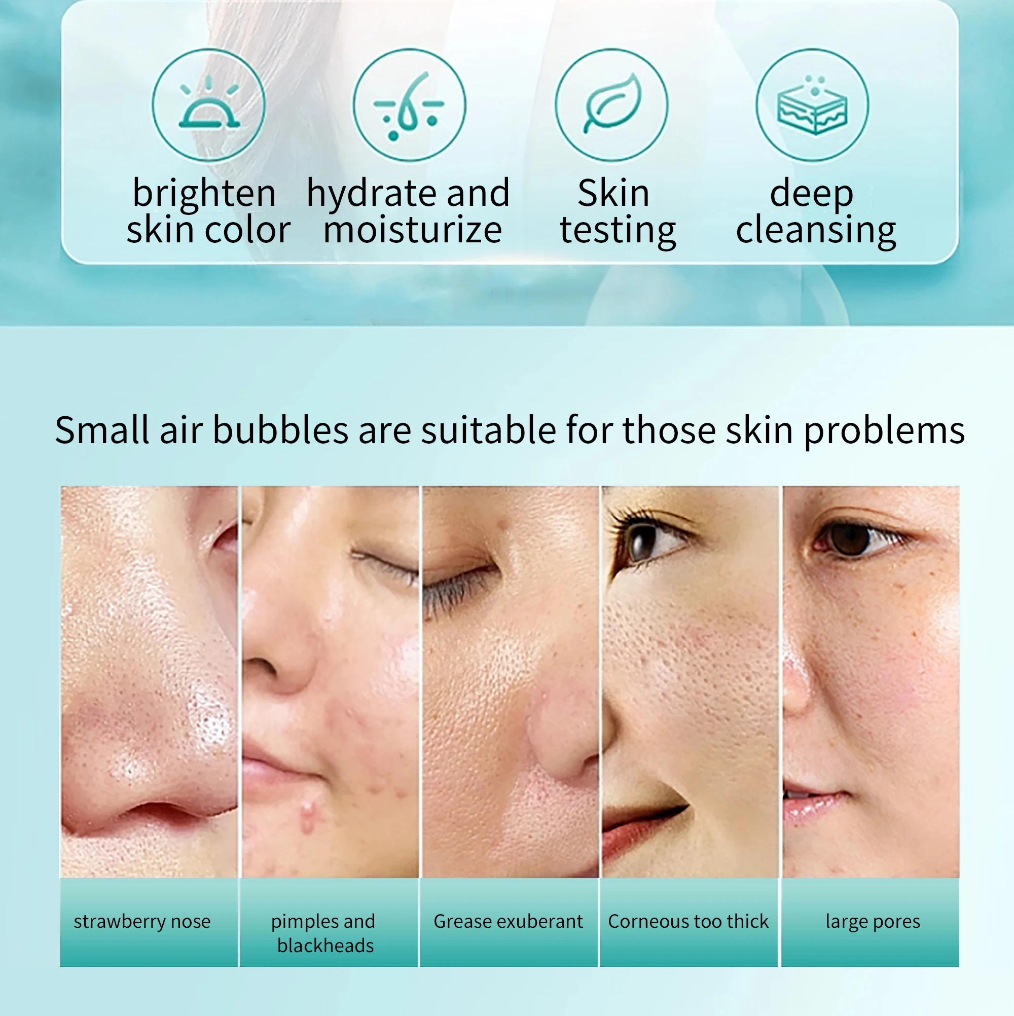 H2o2 Hydrodermabrasion Deep Cleaning Facial Care Skin test Oxygen Spray ...