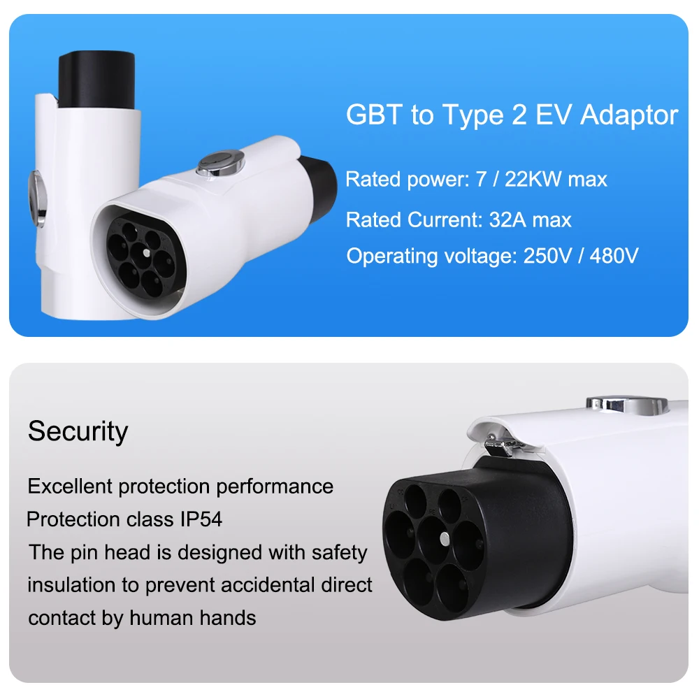 AC Type2 to GBT 32A 1phase EV Charging Plug Ev Charger Connector Adapter 7KW EVSE Connector ...