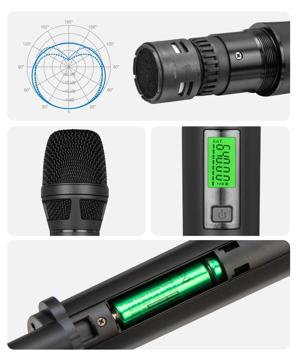Professional 8CH UHF Dynamic Wireless Handheld Microphone Popular Metal ...
