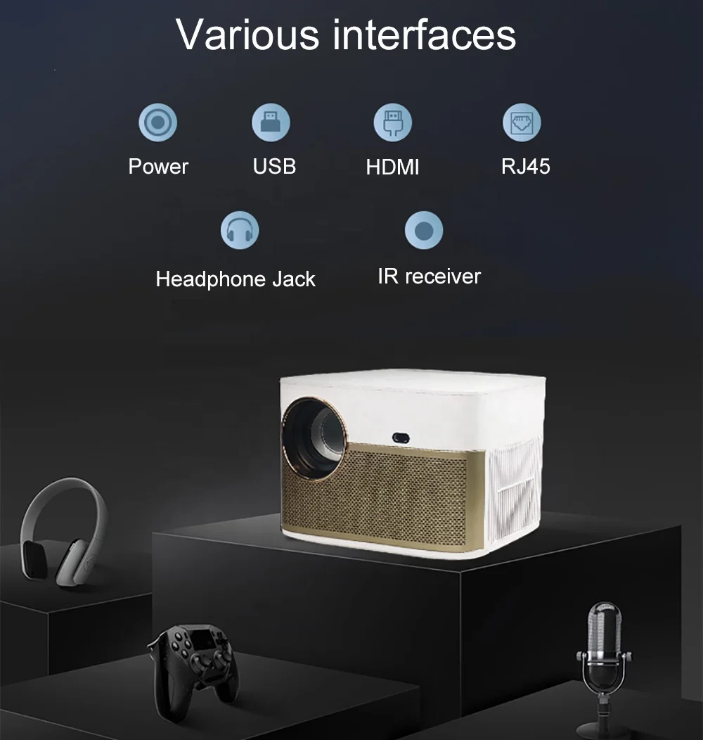 High Performance HTP Q8 Projector - Portable & HIFI Stereo