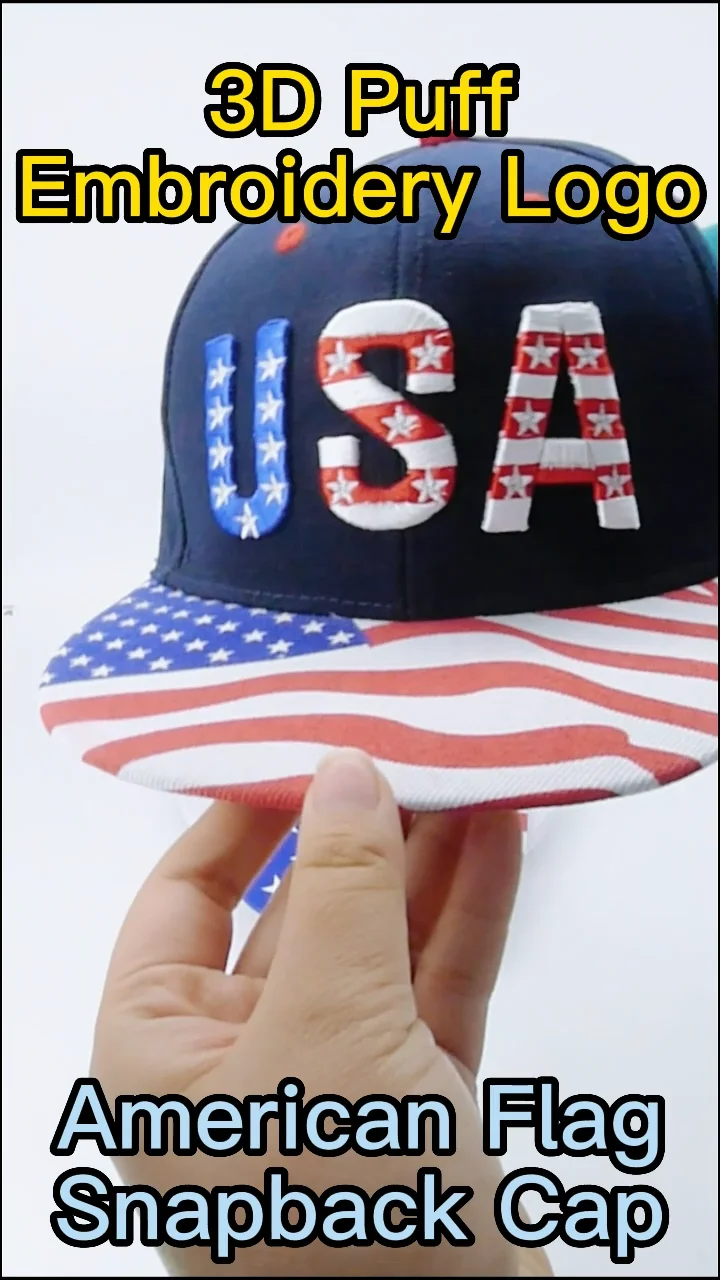 3d Embroidered Usa American Flag Logo Baseball Cap Flat Brim Snapback ...