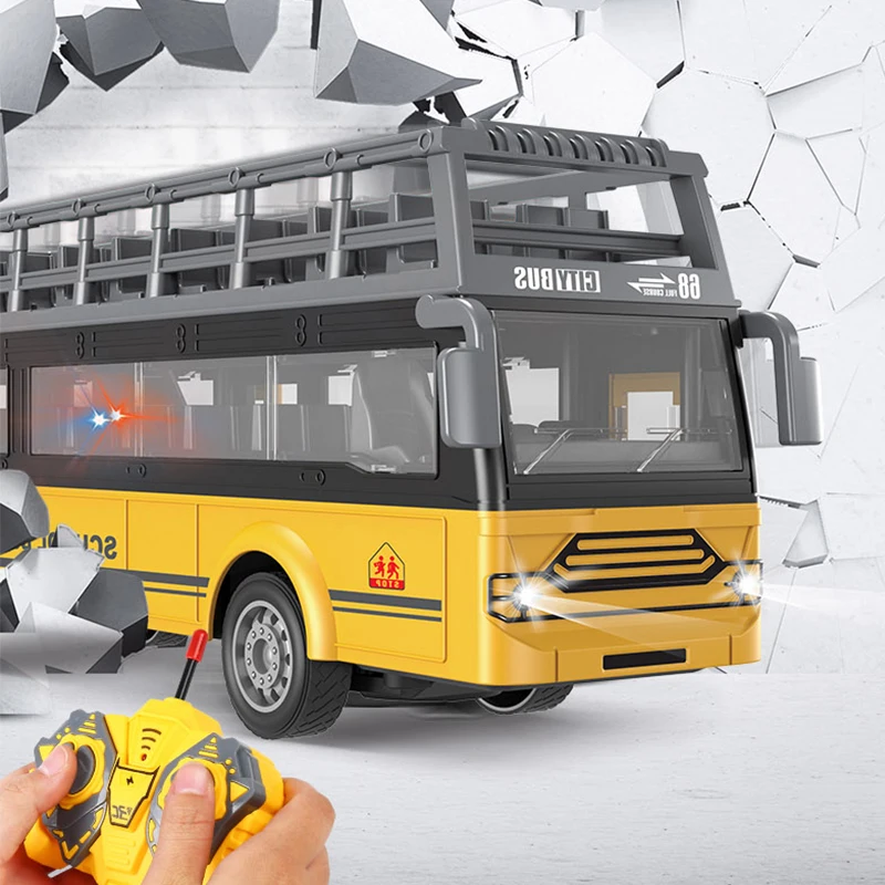 RC School Bus Toy - 27mhz Remote Control Bus with LED Lights