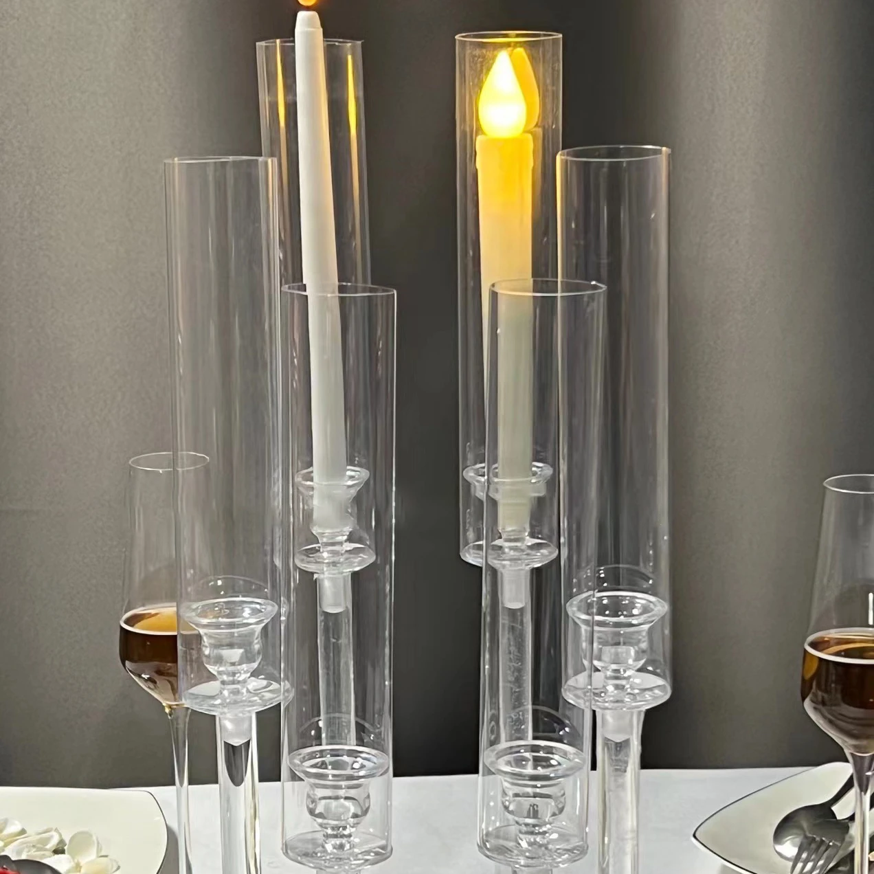 New Style Acrylic Multi-head Candlestick Romantic Dinner Props Simple ...