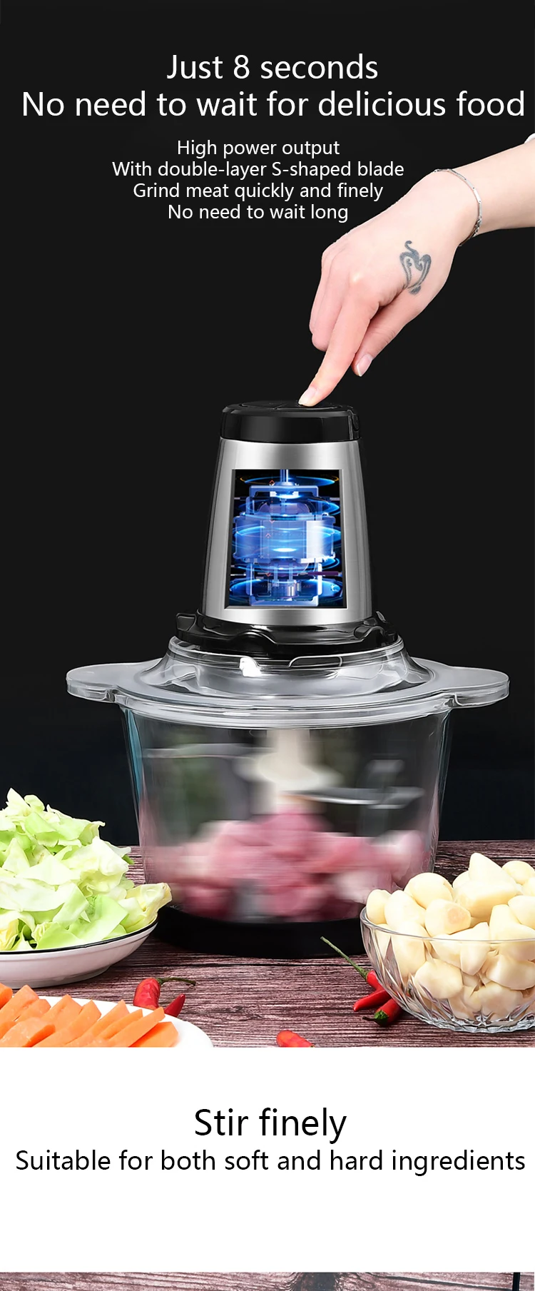 Electric Plastic Meat Vegetable Chopper Grinder 10l Meat Grinder ...