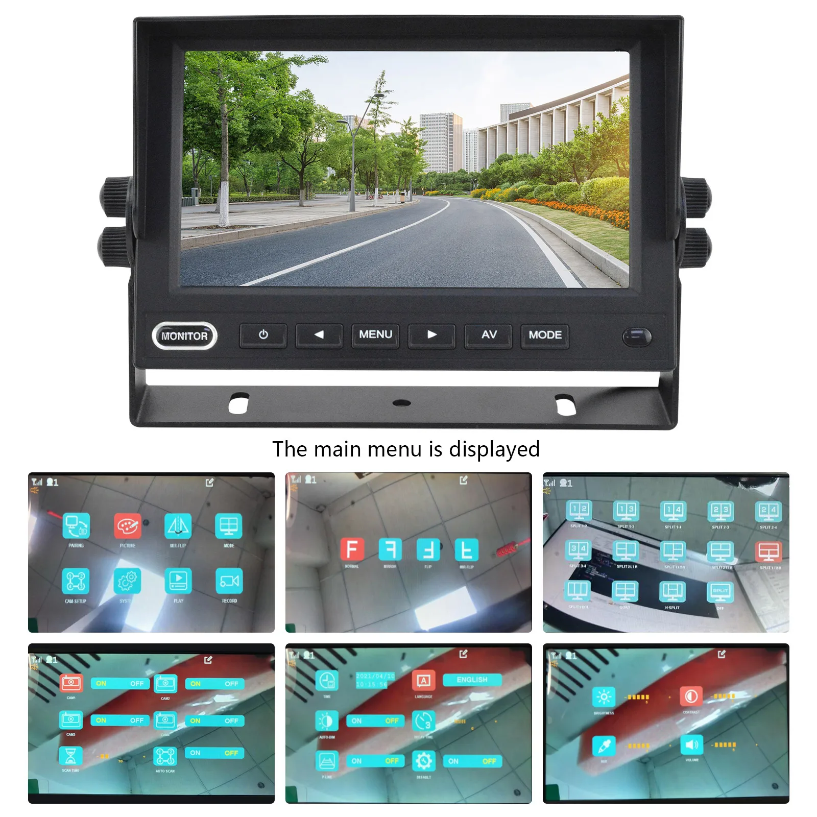 Ahd 1080p 7'' Ips Quad Split Screen Monitor Truck Rear View System 2.4g ...