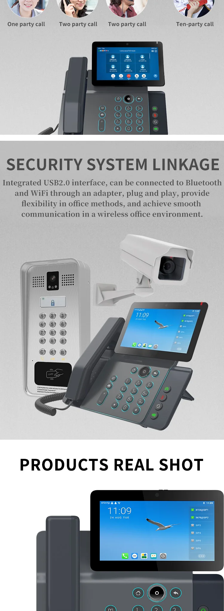 V67 Flagship Smart Video Phone 20 Sip Lines Hotel 7-inch Sip Voip Ip ...