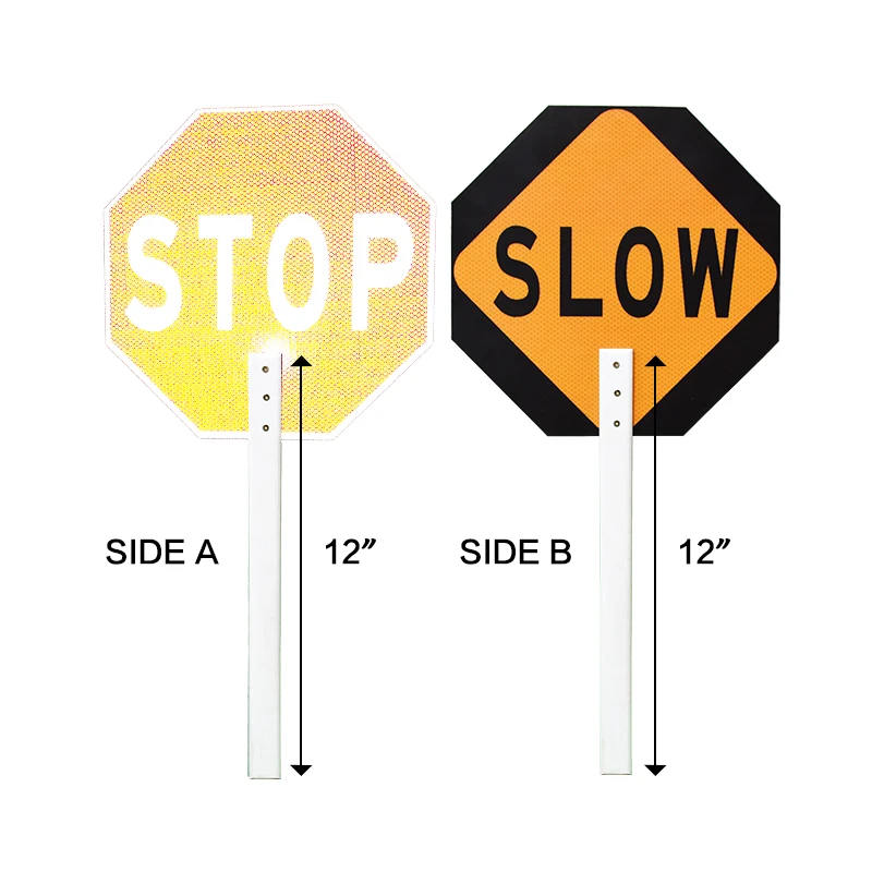 Traffic Road Safety Stop Warning Reflective Hand Held Slow Down Sign ...