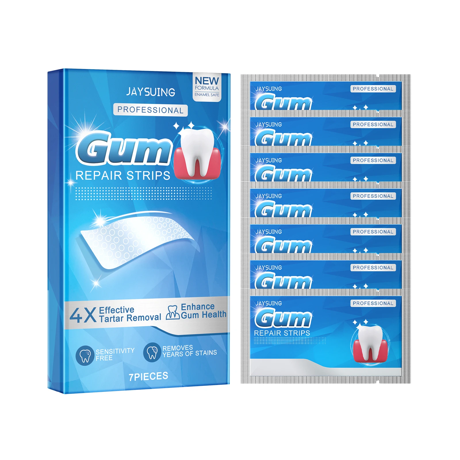 JAYSUING Gum Restoration Strip for Teeth Whitening - 7 Pairs Dental Kit