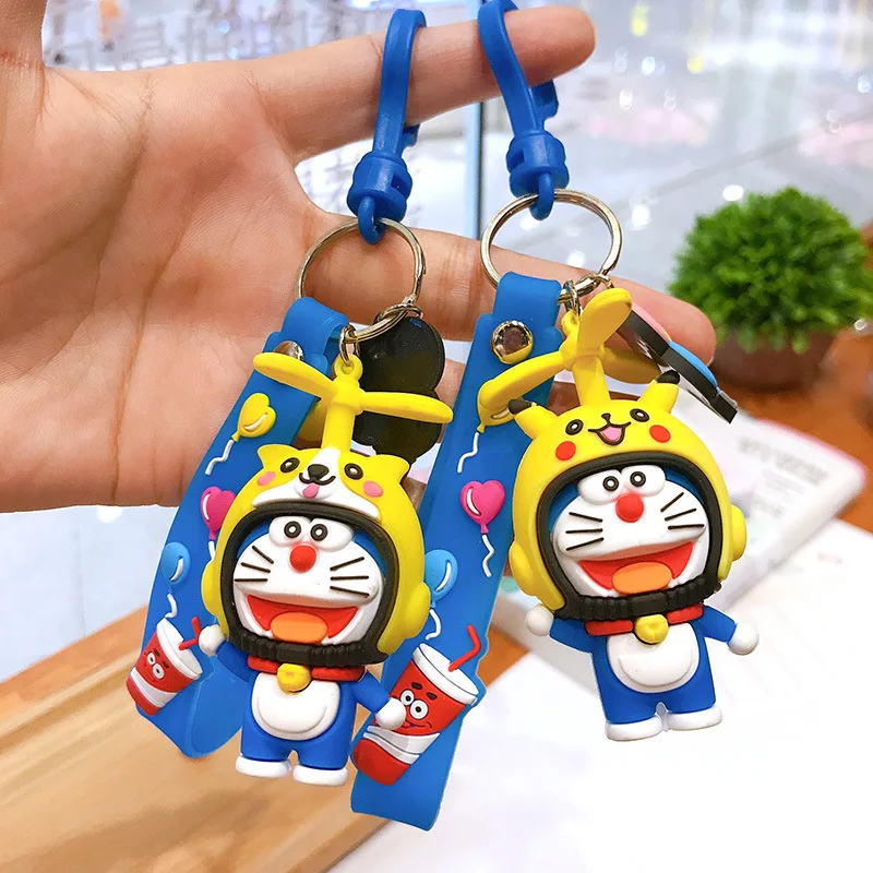 Cute Cartoon 3d Doraemon Corgi Totoro Design Soft Keychain Rubber ...