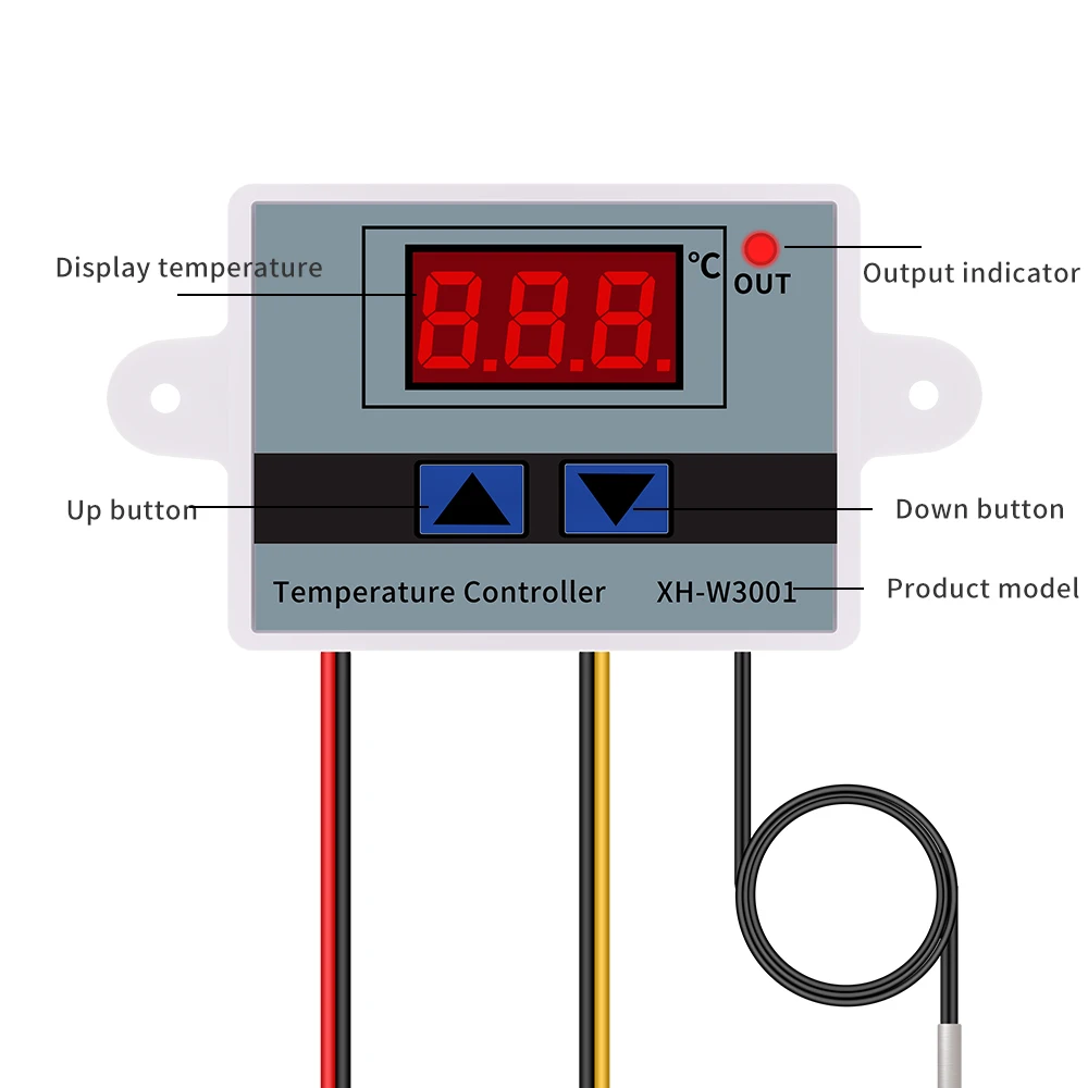 12V/24V/220V XH-W3001 Digital Control Temperature Microcomputer Thermostat Switch Thermometer ...