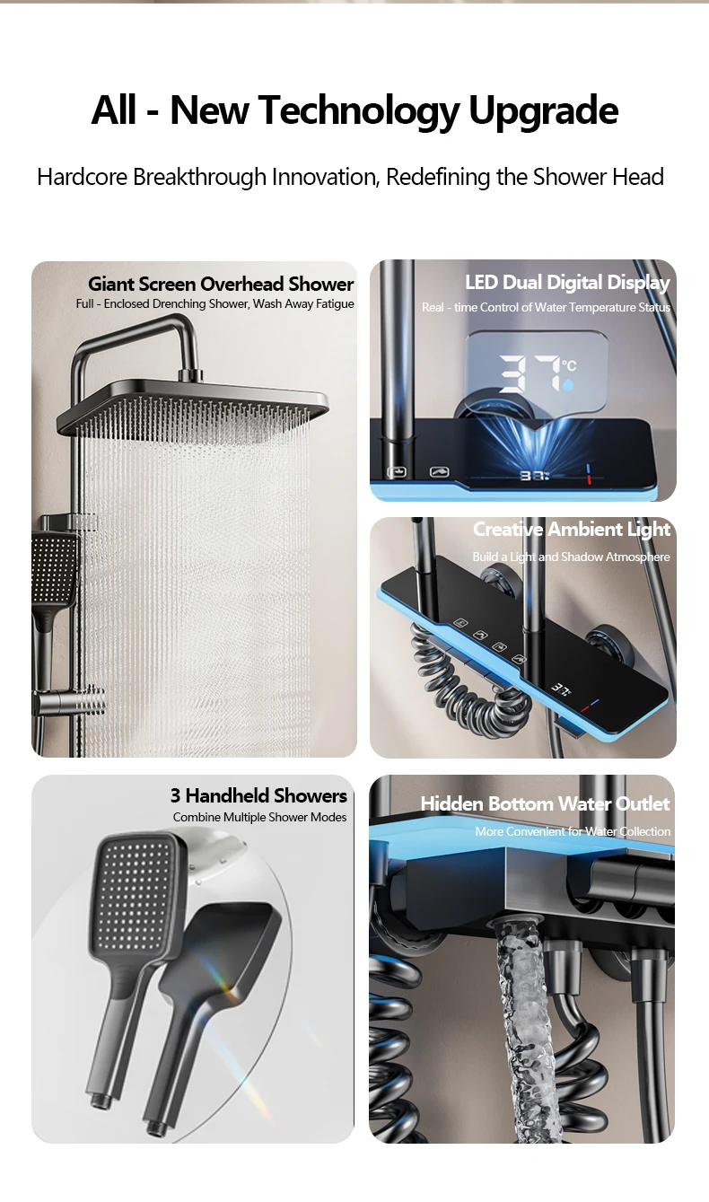 Factory Direct Shower System with LED Lighting and Precise Hot & Cold ...