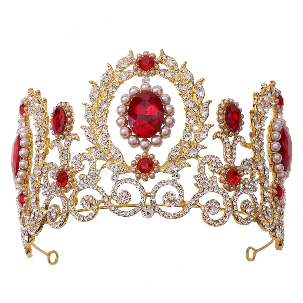 Luxury Green Blue Red Silver Gold Crystal Crown Baroque Crown ...