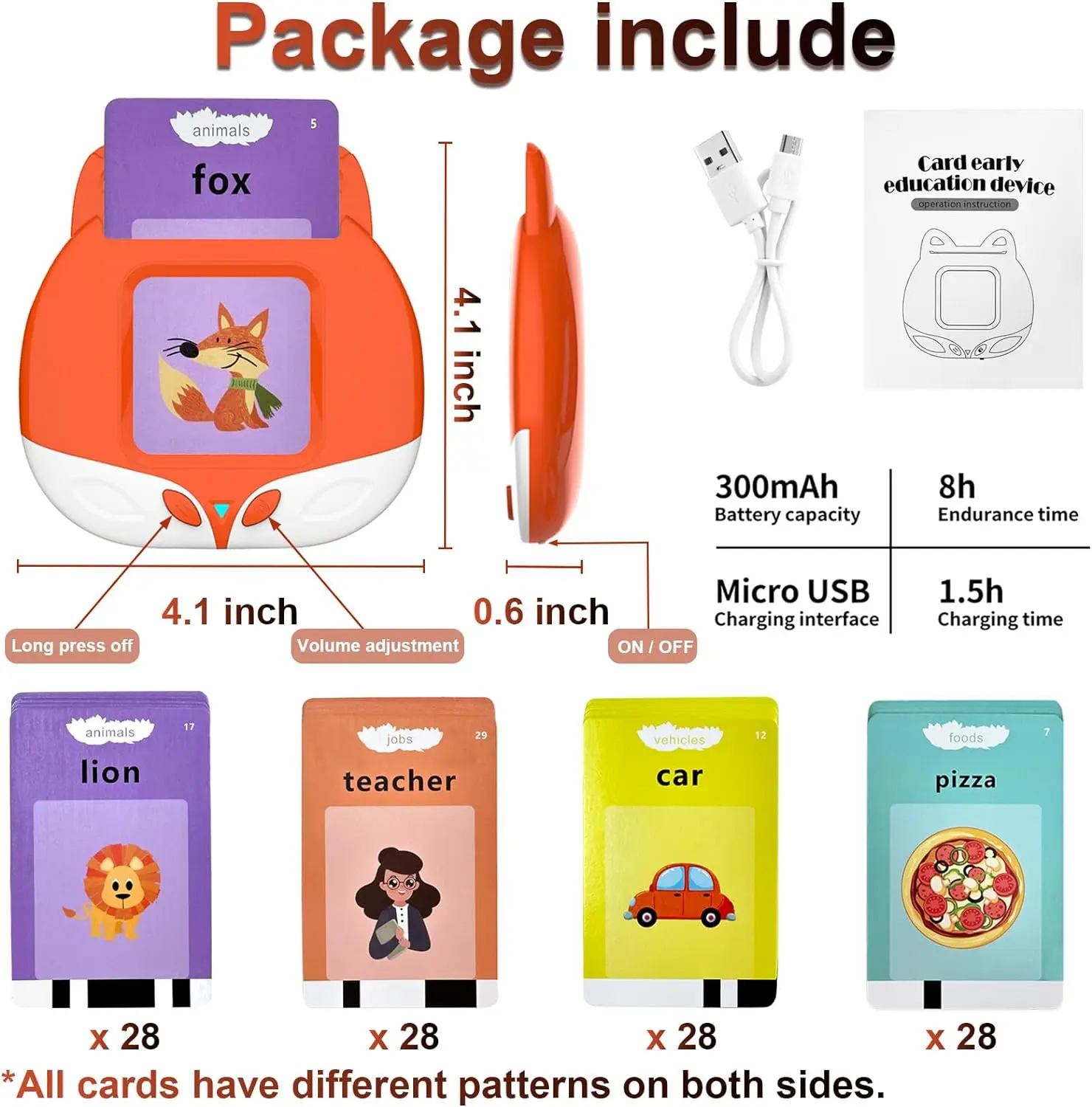 Kids Learning Flashcard Speech Therapy Machine Toy 224 Sight Word ...