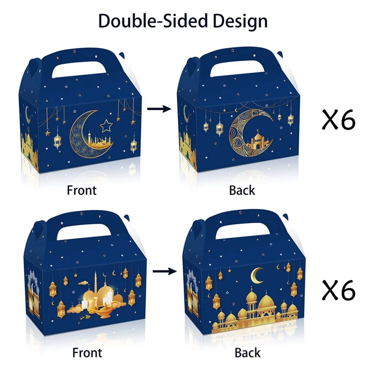 12 Pack Eid Mubarak Boxes Ramadan Gift Bags Eid Mubarak Goodie Boxes ...