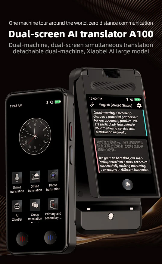 VORMOR A100 Latest Dual-screen Handheld Translation Device Two Voice ...