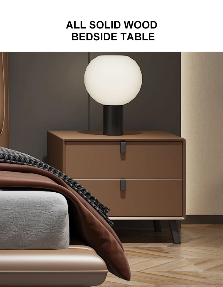 Italian Minimalist Leather Bed - Luxurious Modern Masterpiece