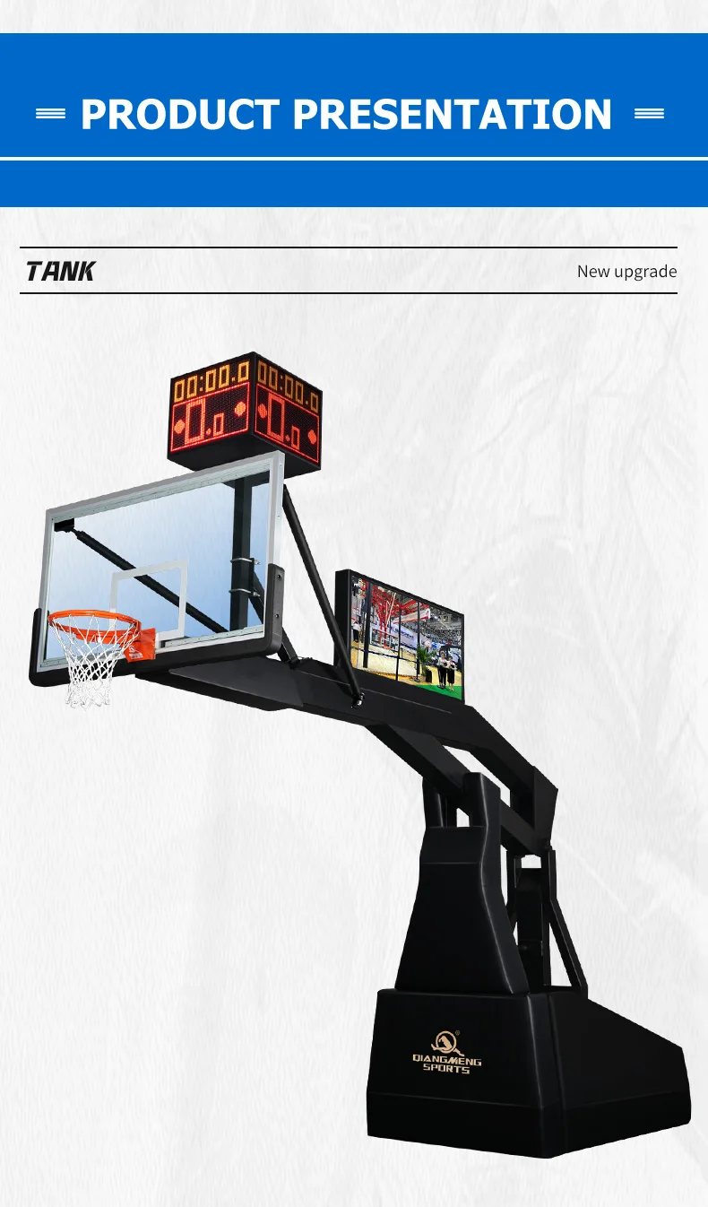 Movable Portable Basketball Hoop Stand Indoor Game Hydraulic Fiba ...