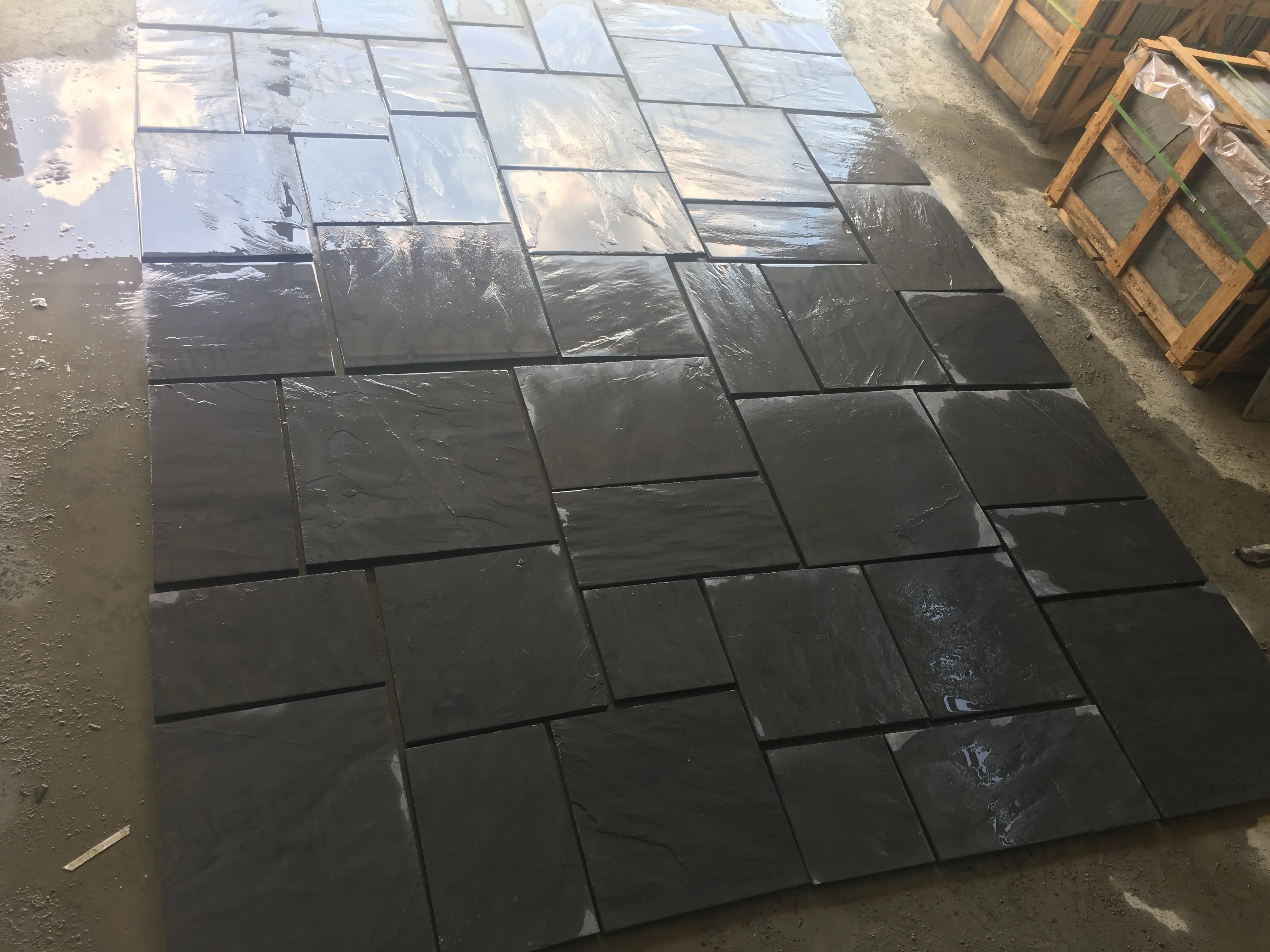 SHIHUI Jiangxi Black Slate French Pattern Pavers Modern Design Natural ...