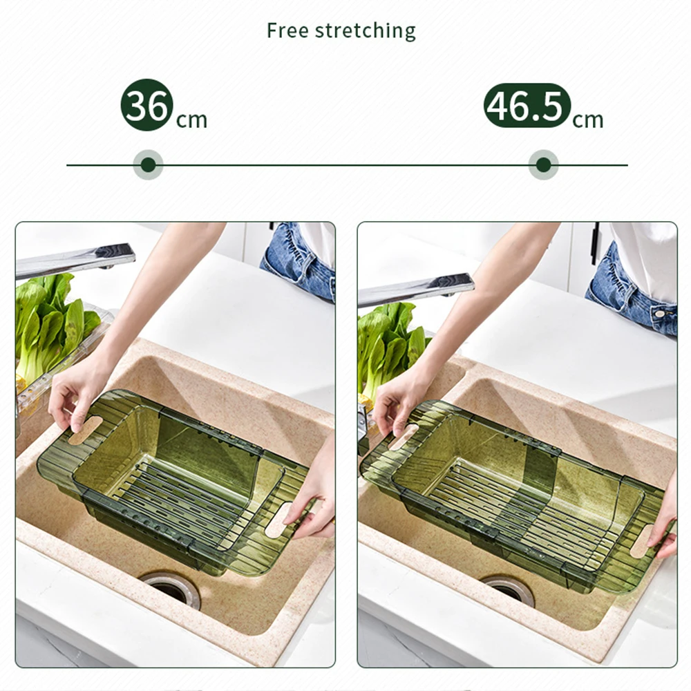 Kitchen Retractable Drain Stand Wash Basin Drain Basket Household ...