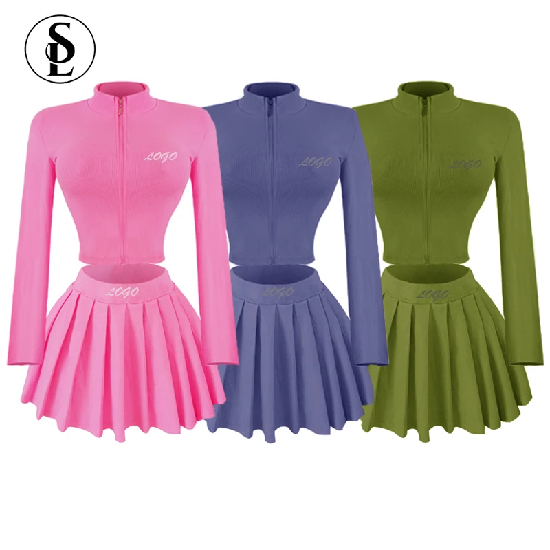 Women Jacket and Short Skirt Set Two Piece Jackets for Women Zip Jacket ...