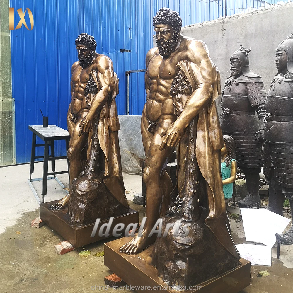 Bronze Life Size Male Nude Hercules Sculpture - Roman Mythology Statue ...
