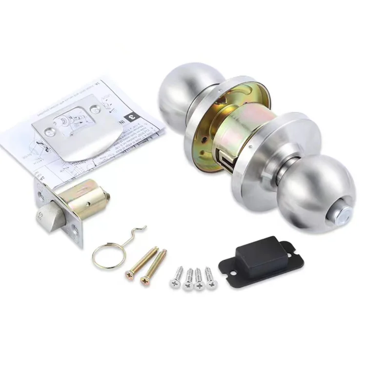 Storeroom Knob Lock Keyed Entry Ball Door Knob Satin Nickel Designed ...
