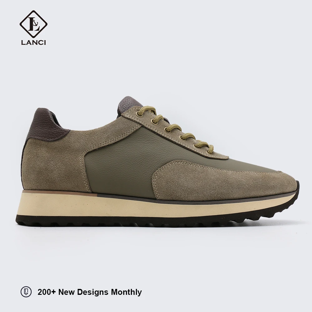 LANCI Factory Custom Men's Shoes Anti-Slippery Suede Genuine Leather ...