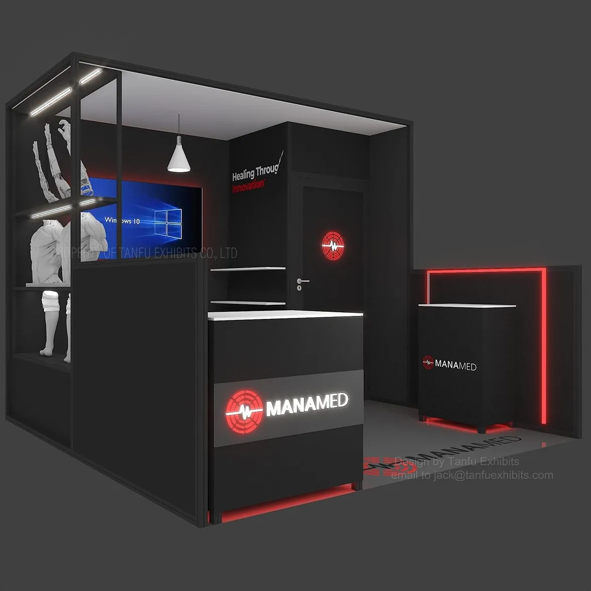 Corner Exhibition Booth - Trade Show Booth with Lighting Sign