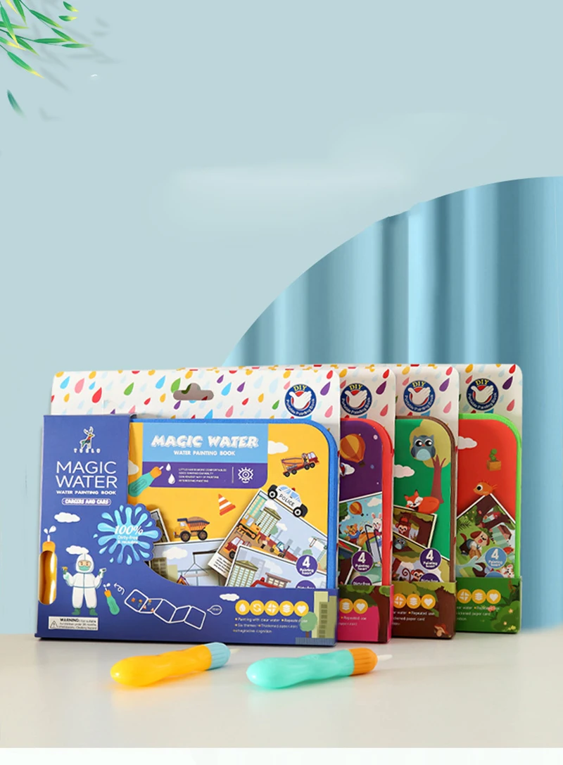 Kids Painting Colourful Magic Water Drawing Book Pen Coloring Numbers ...