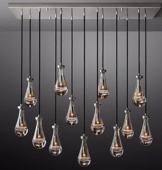 2023 Linear 72" Luxury Nickel Brass Living Room Restoration Chandelier ...