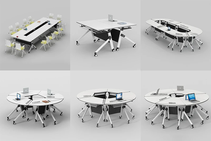 Movable Training Study Desk Tables With Wheels Office Room Stackable ...