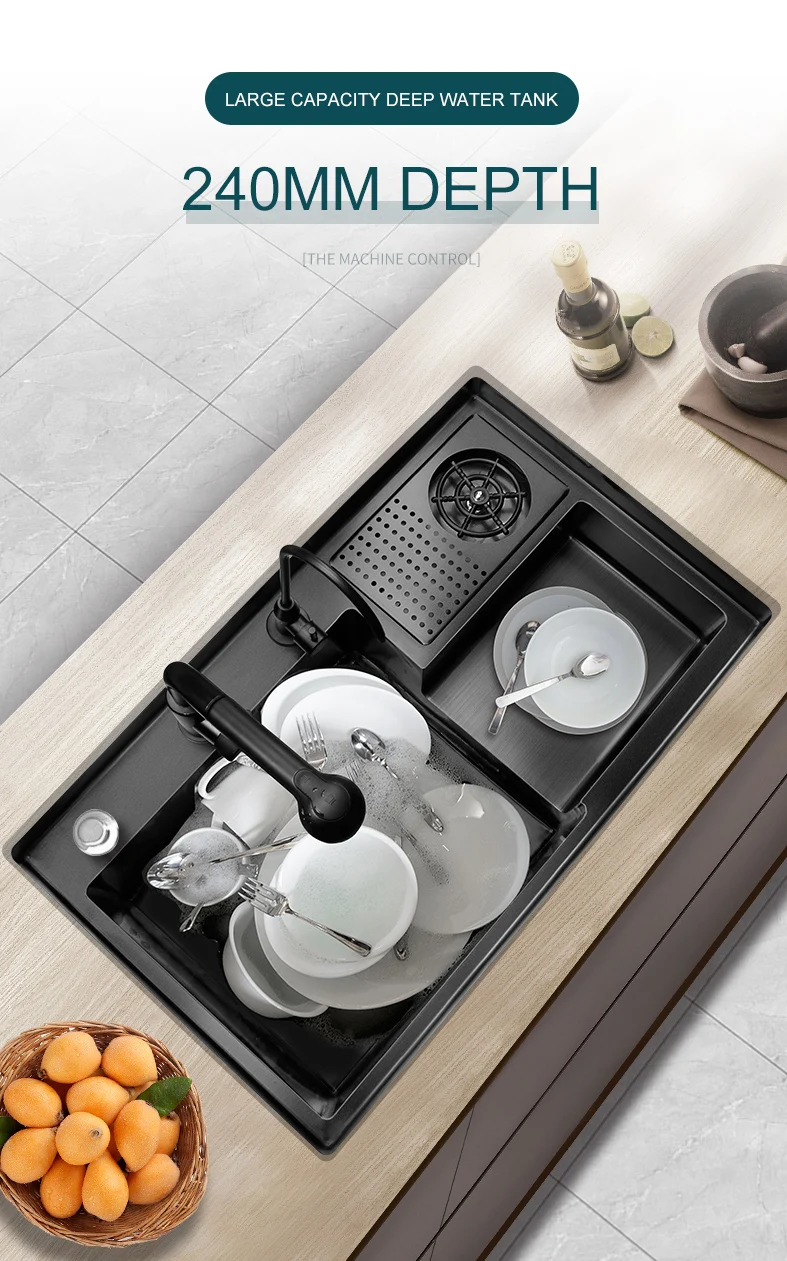 Nano Stepped Sink 304 Stainless Steel Vegetable Wash Basin High ...