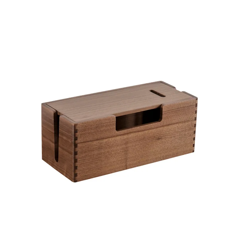 Wooden Large Cable Management Box Walnut Cable Cord Organizer for Home ...