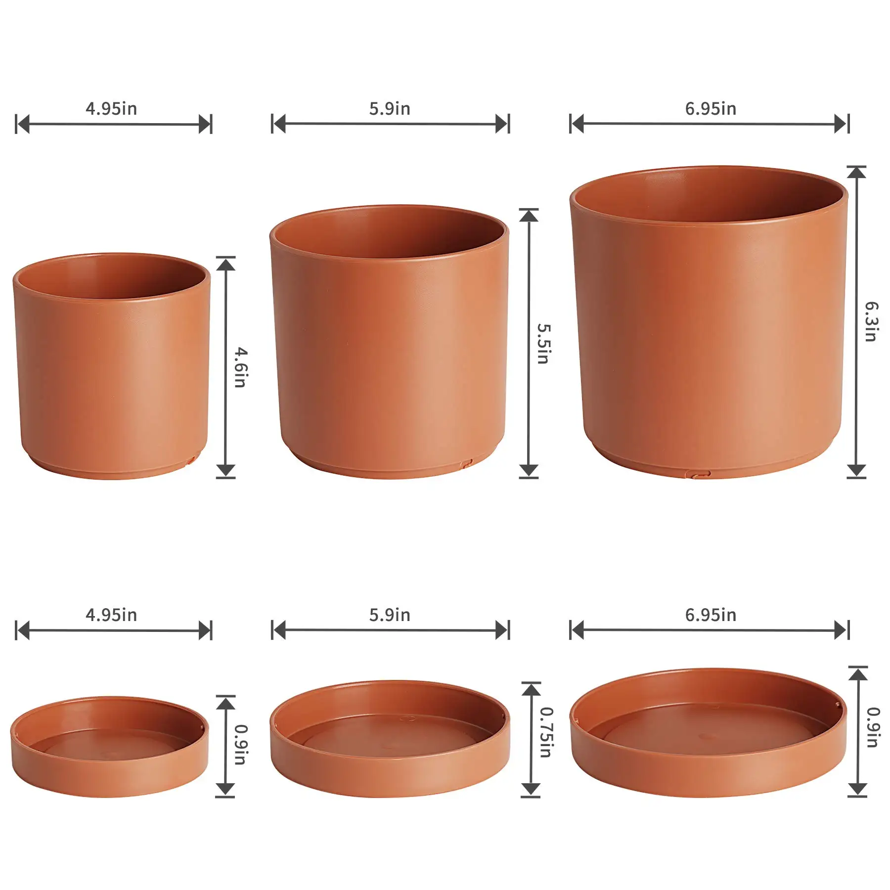Modern Planter Pots Terracotta Color Plastic Planter Set Plant ...