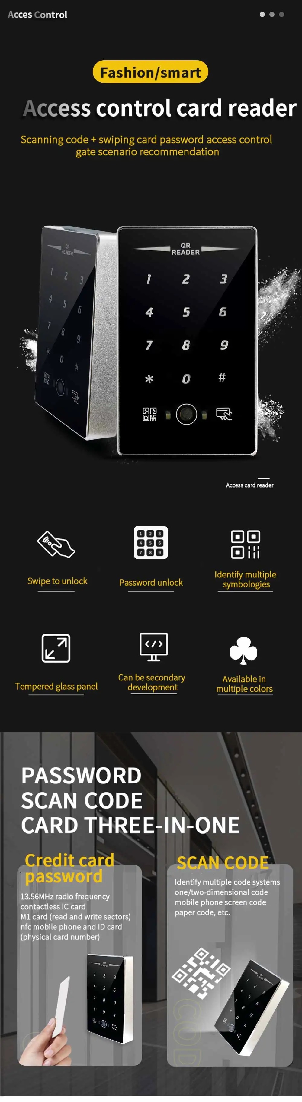 Outdoor Door Access Control with Waterproof QR Code Reader