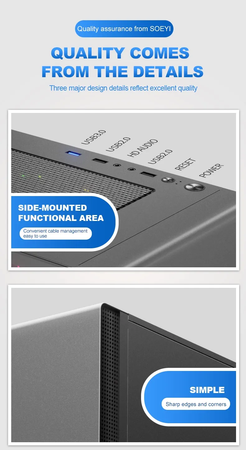 Modern OEM Kustom Putih Tempered Glass Akrilik Pc Terbuka Case Gaming ...