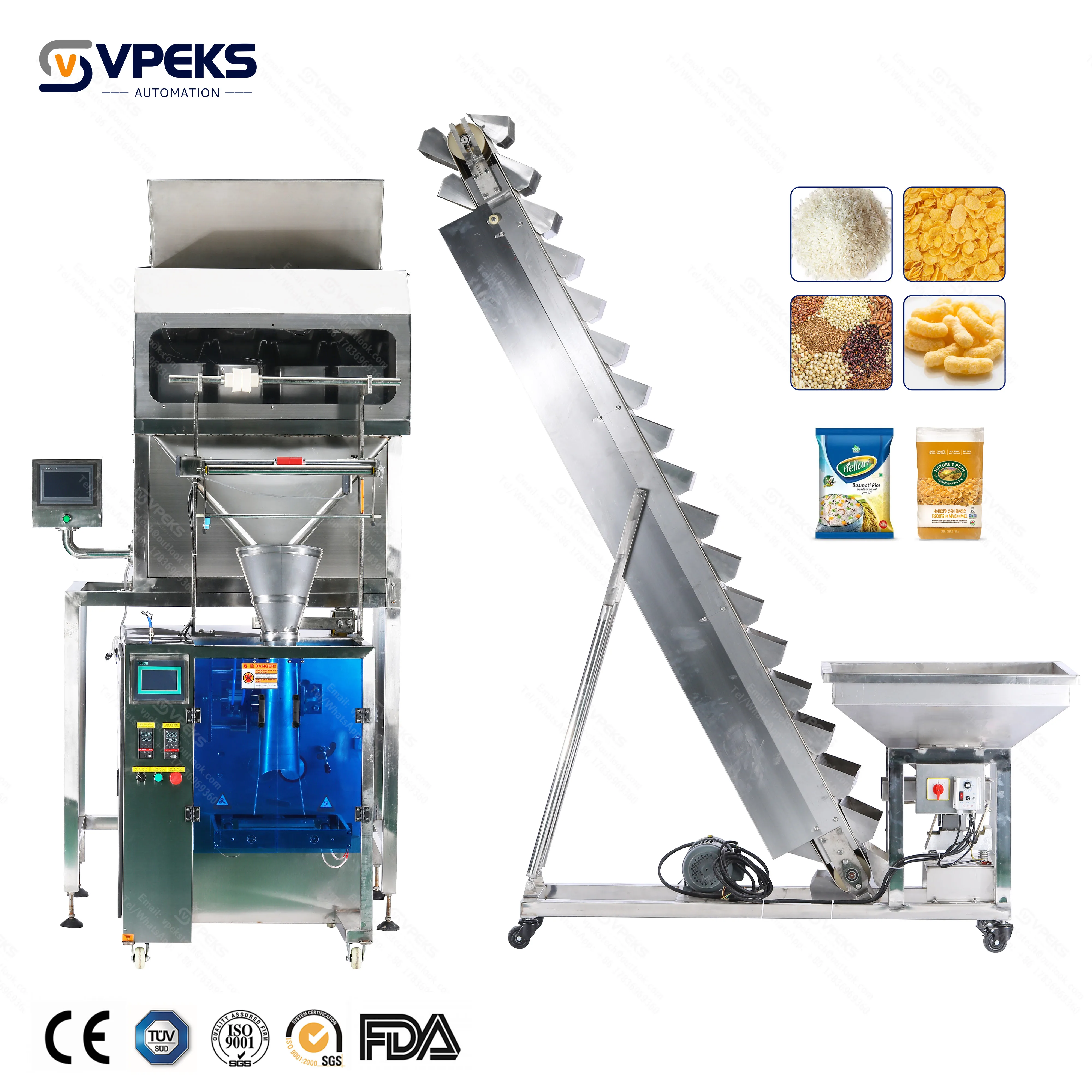Vpeks High Speed 4 Head Automatic Weigher Filling Packing Machine For ...