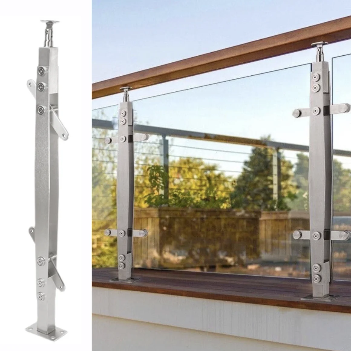 Modern Frameless Glass Railings Design Outdoor Wooden Decking Glass ...