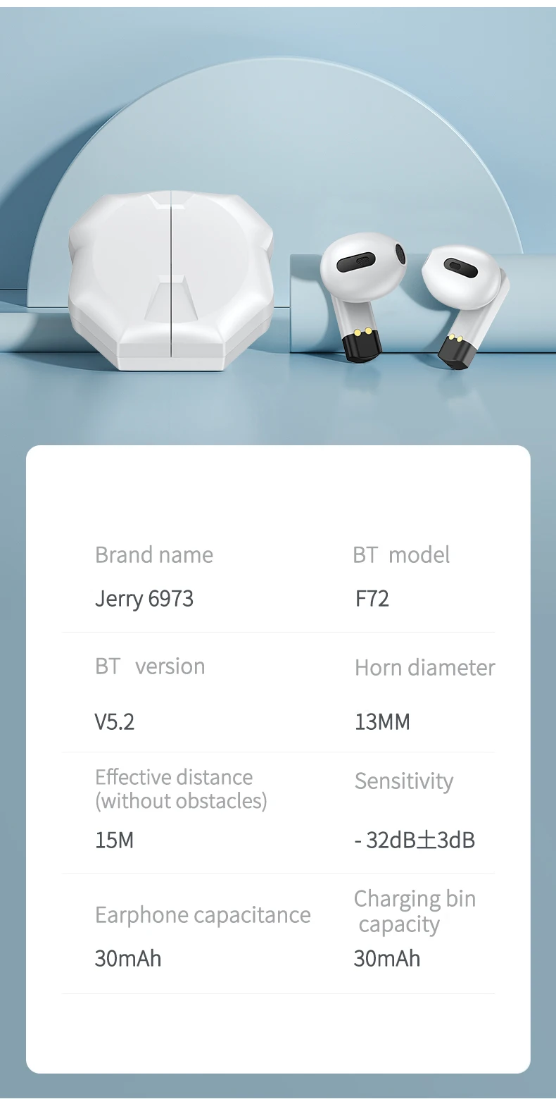 F72 Led Light Enc Tws Earbuds Hifi Headphone Sport Earphone Headset ...