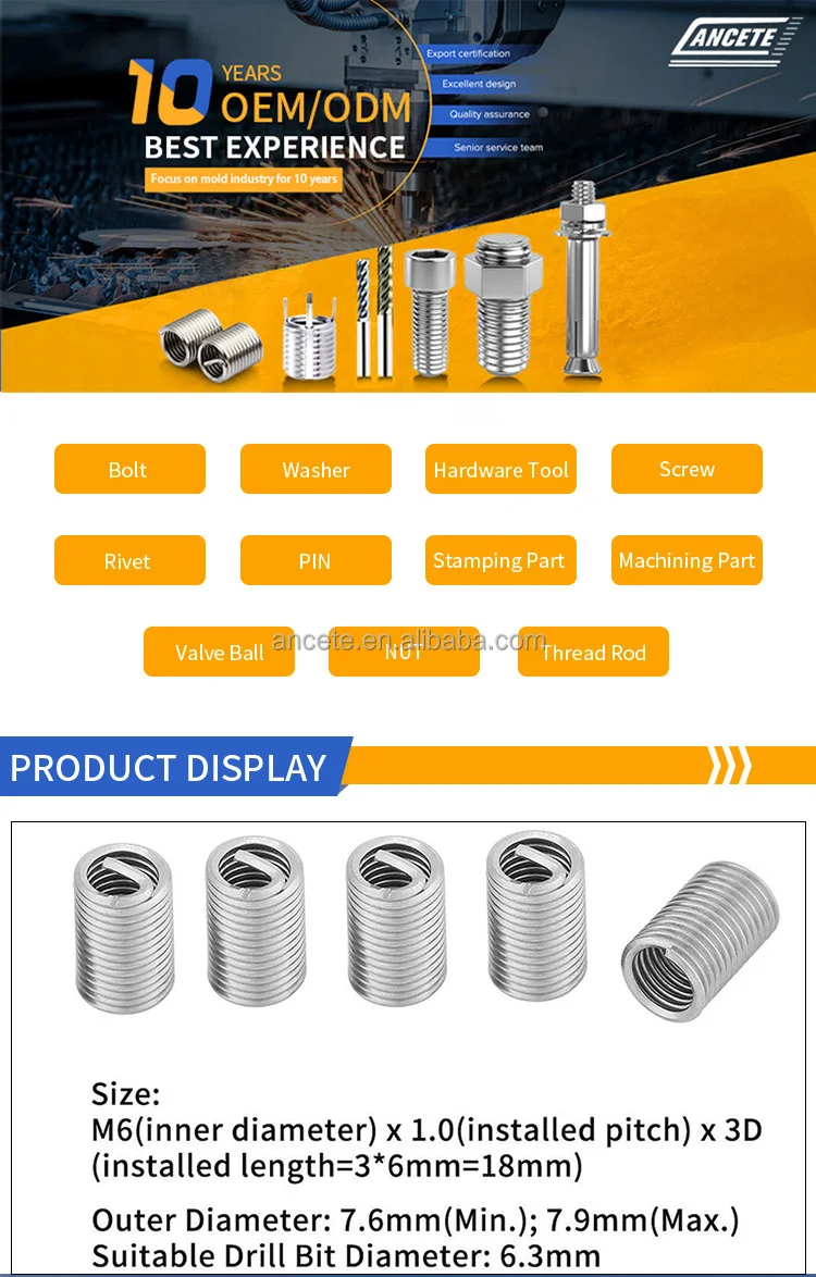 High Quality Stainless Steel Helicoil Free-running Wire Thread Insert ...