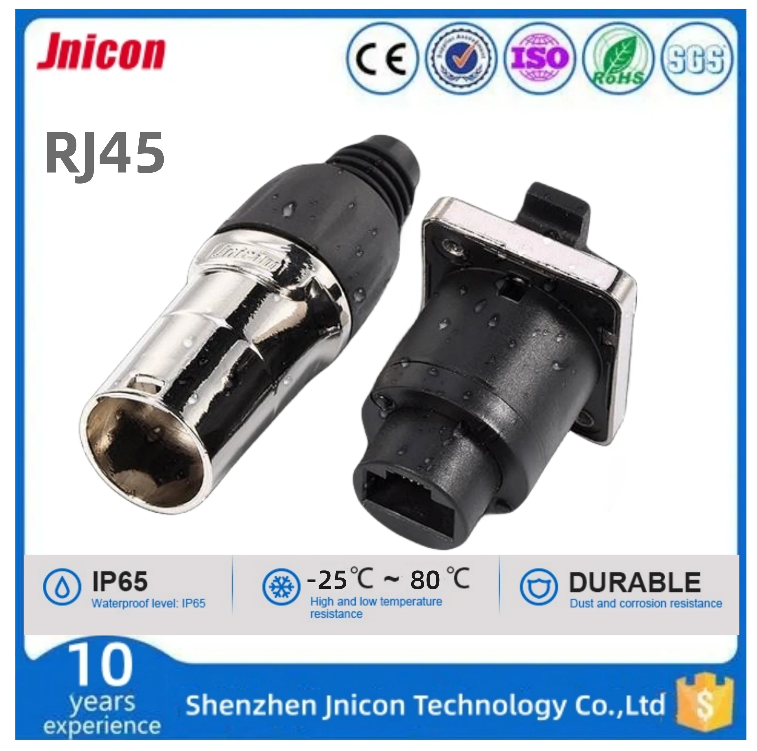 Jnicon Rj45 Plug Signal Screw Locking 180 Degree Socket Ethernet Rj45 ...