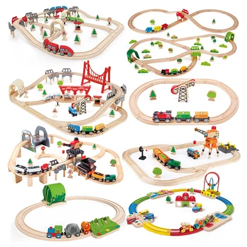 Wooden Toy Train Deluxe Railway Set Children Ladder Track Car Toys ...