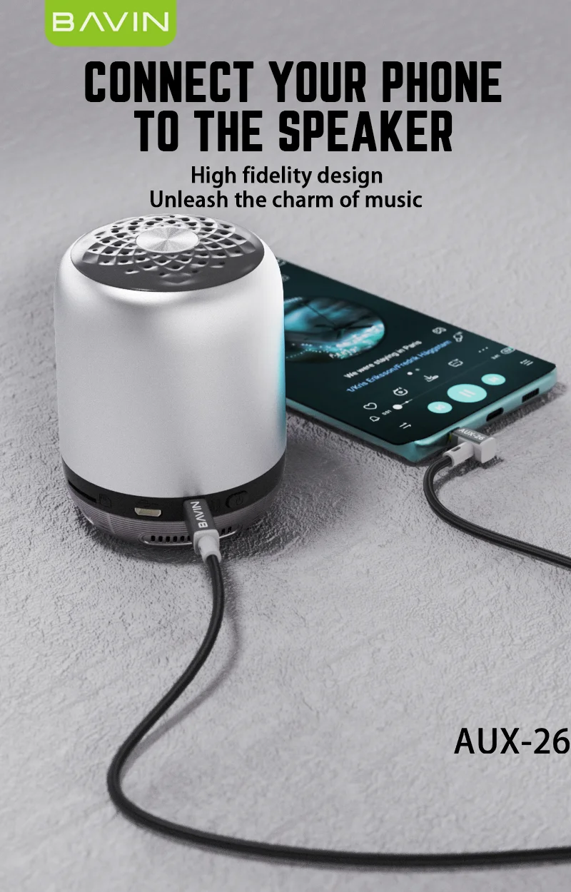 Top Stereo 3.5mm Bavin Aux26 Jack Nylon Cable Aux Cable Elbow Type ...