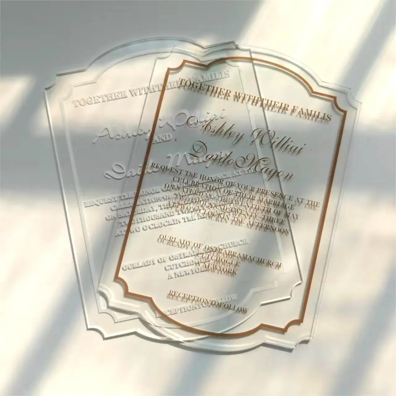 Custom Shape Clear Acrylic Wedding Invitation Card Luxury Transparent ...